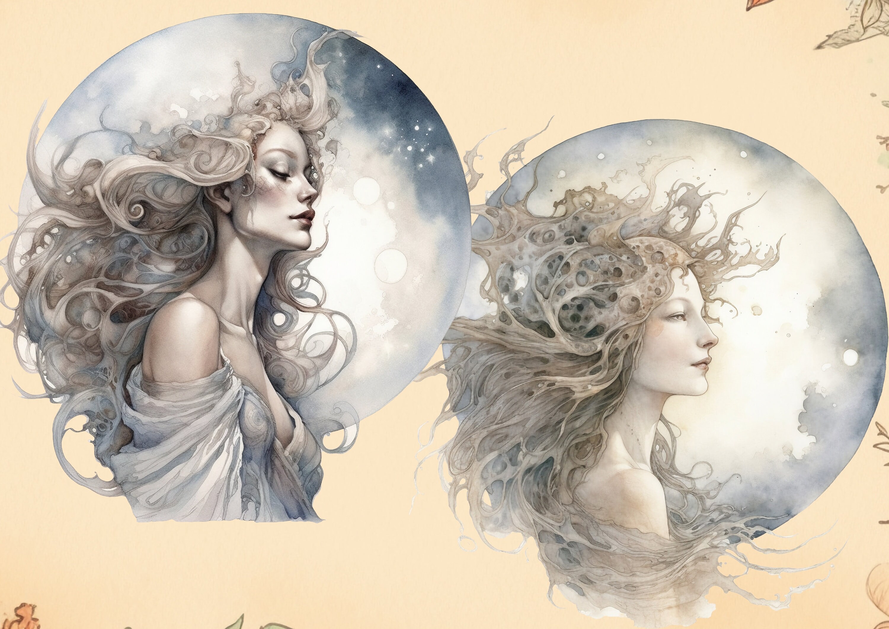 14 Moon Goddess PNG. Esbat. Witchcraft, Pagan Clipart. Wicca. Instant ...