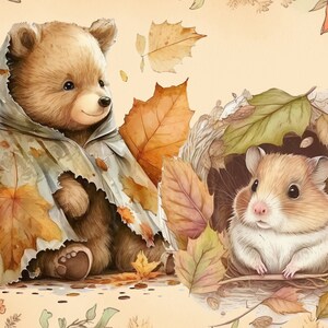 17 Cute Animals in the Autumn Forest. Fall Aesthetic Rural Cottagecore ...