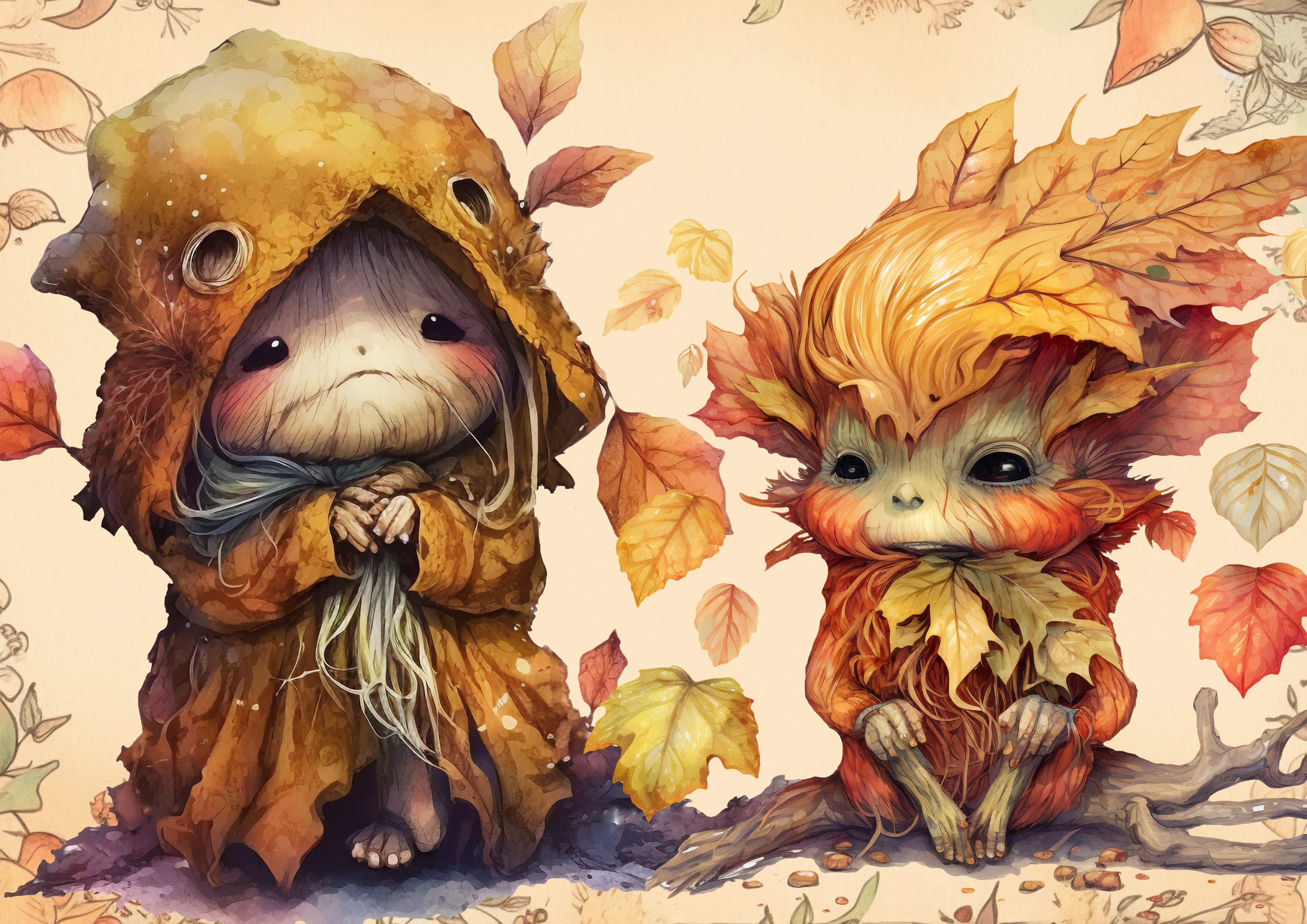 14 Magical Autumn Spirits PNG. Fantasy Fairy for Fall. Mabon Samhain ...