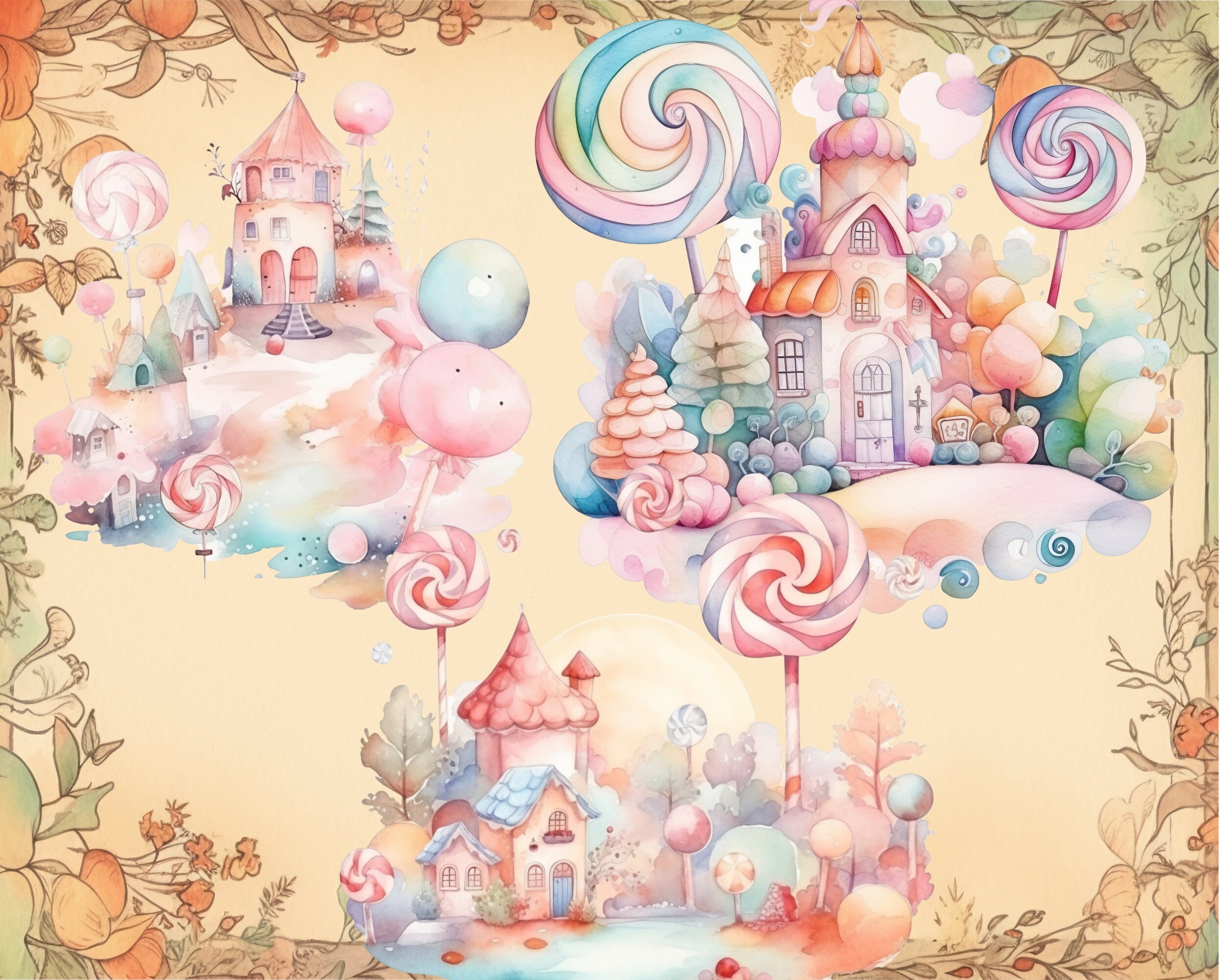 BUNDLE Candyland 18 PNG of Sweets, Candies, Rainbow Colors and Fantasy ...