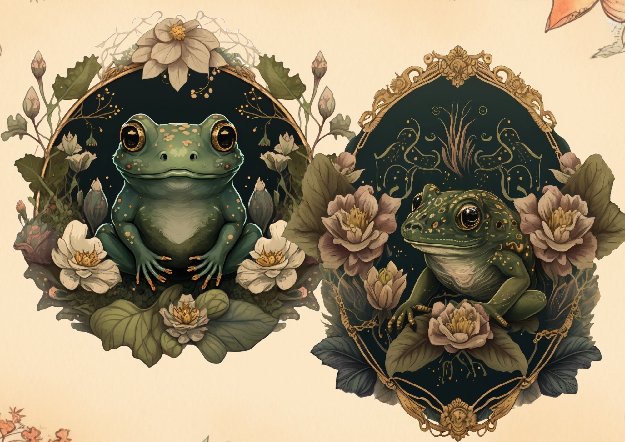 10 Proud Frogs Portraits PNG. Fairycore Fantasy. Goblincore Fairy ...