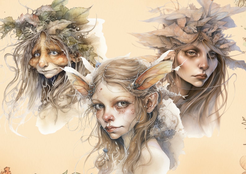 BUNDLE 24 Fairy Portraitspng. Fantasy, Nature Spirit, Faery, Witch ...