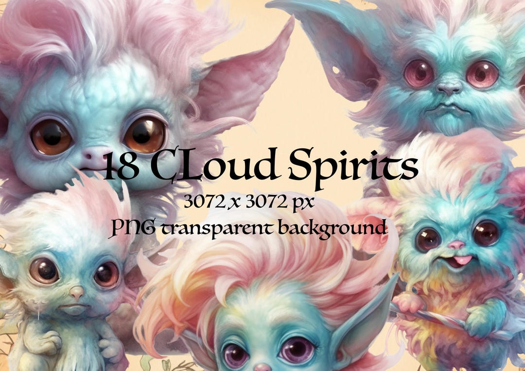 18 Magical Candy Spirits PNG. Fantasy. Magic Creatures. Cotton Candy ...