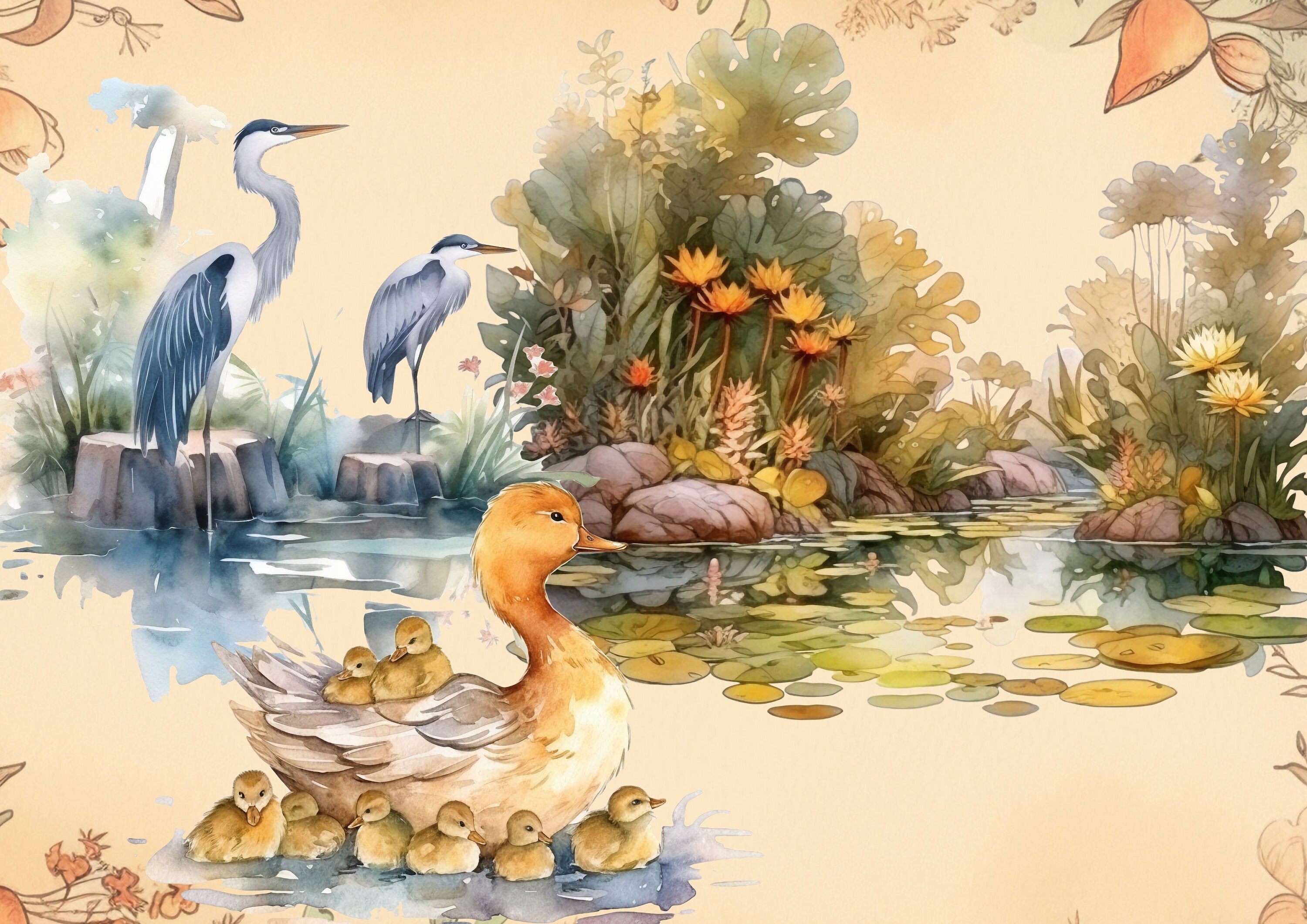 21 Picnic at the Pond PNG. Spring Cottage, Meadow Nature Life Romantic ...