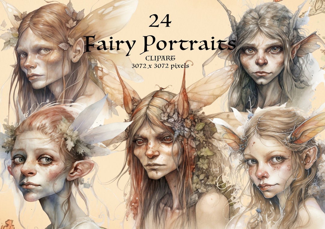 BUNDLE 24 Fairy Portraitspng. Fantasy, Nature Spirit, Faery, Witch ...