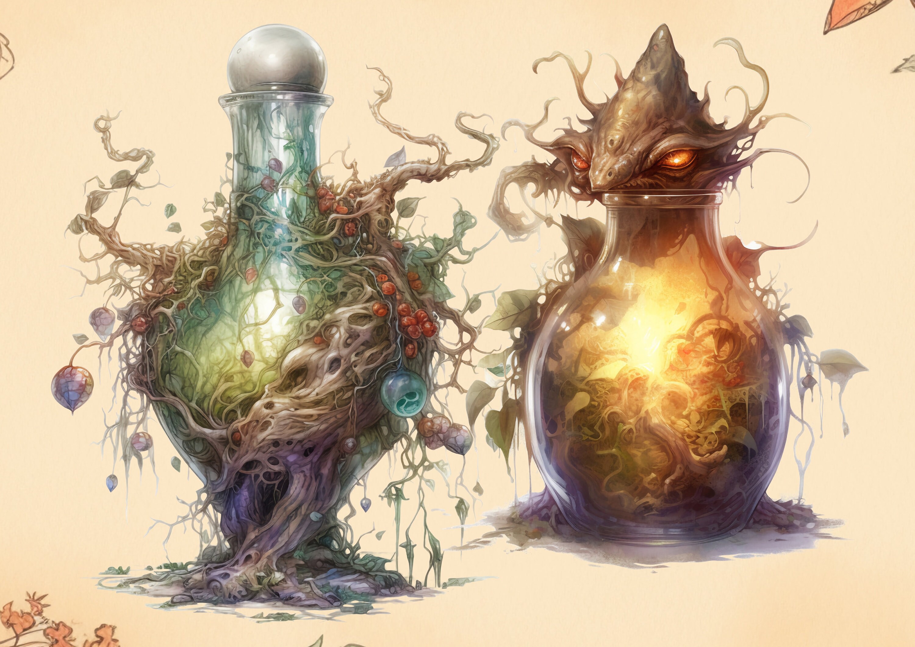 18 Magic Potions Clipart Bundle. Wizard. Witch.grimoire Images. BOS ...