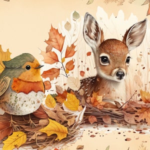 17 Cute Animals in the Autumn Forest. Fall Aesthetic Rural Cottagecore ...