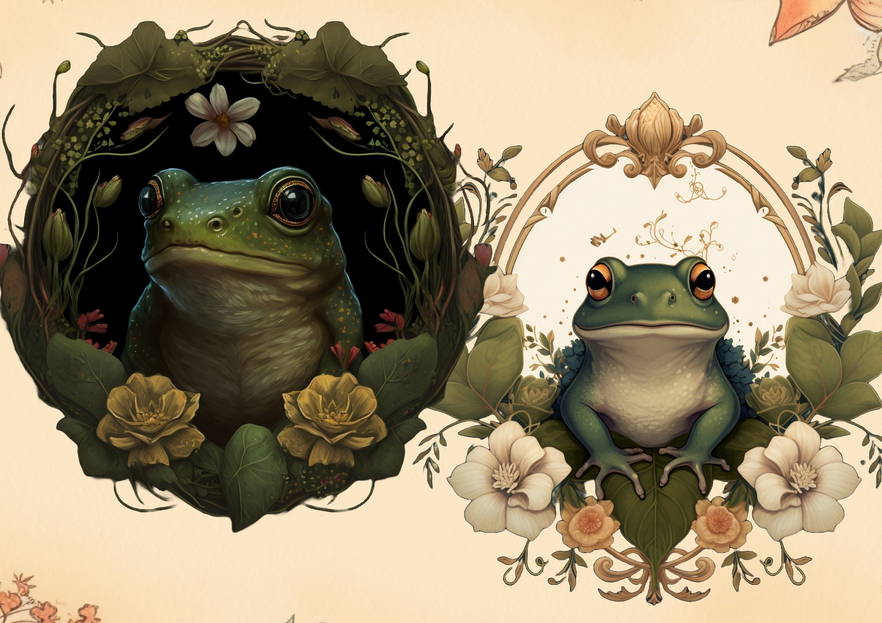 10 Proud Frogs Portraits PNG. Fairycore Fantasy. Goblincore Fairy ...