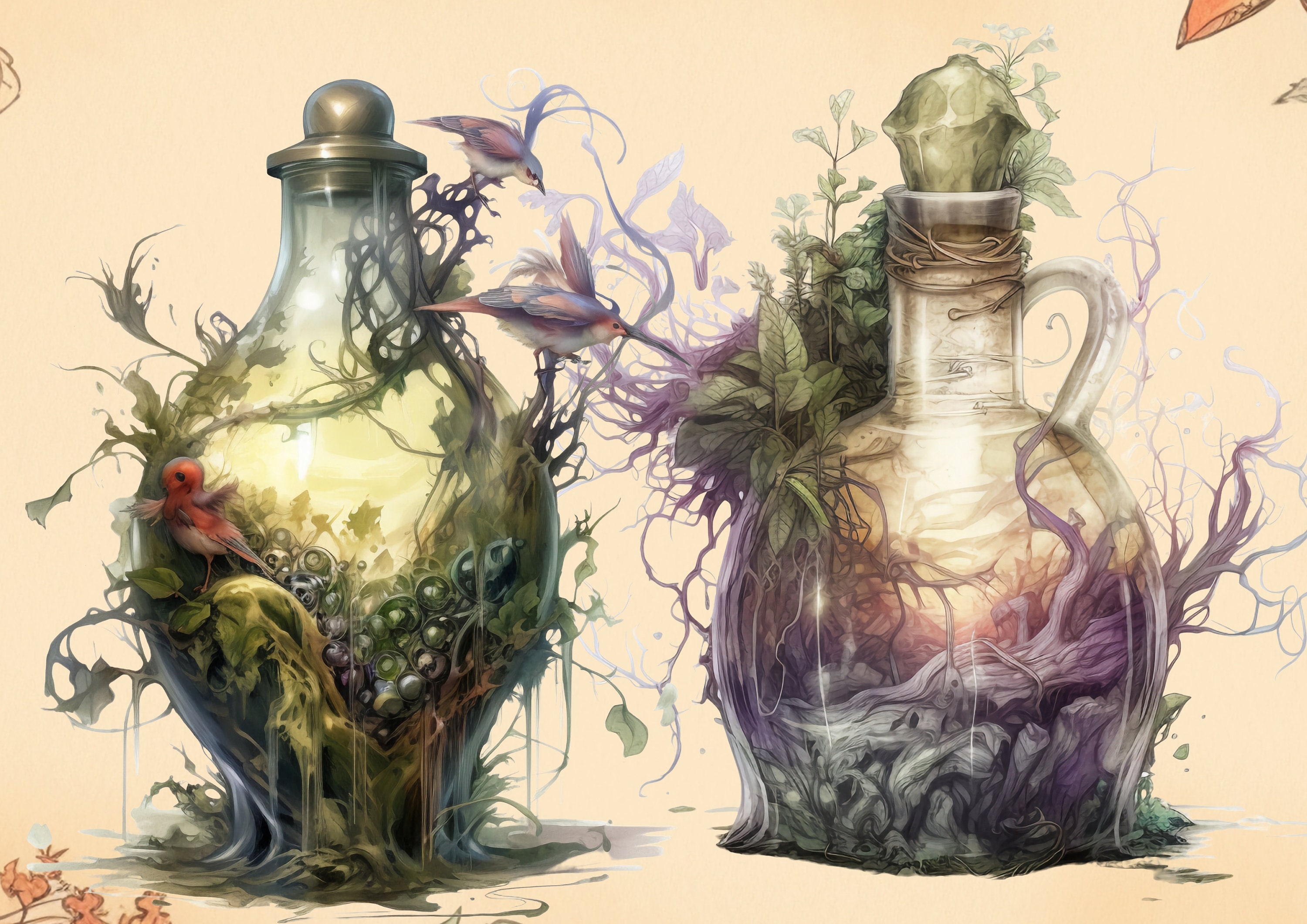 18 Magic Potions Clipart Bundle. Wizard. Witch.grimoire Images. BOS ...