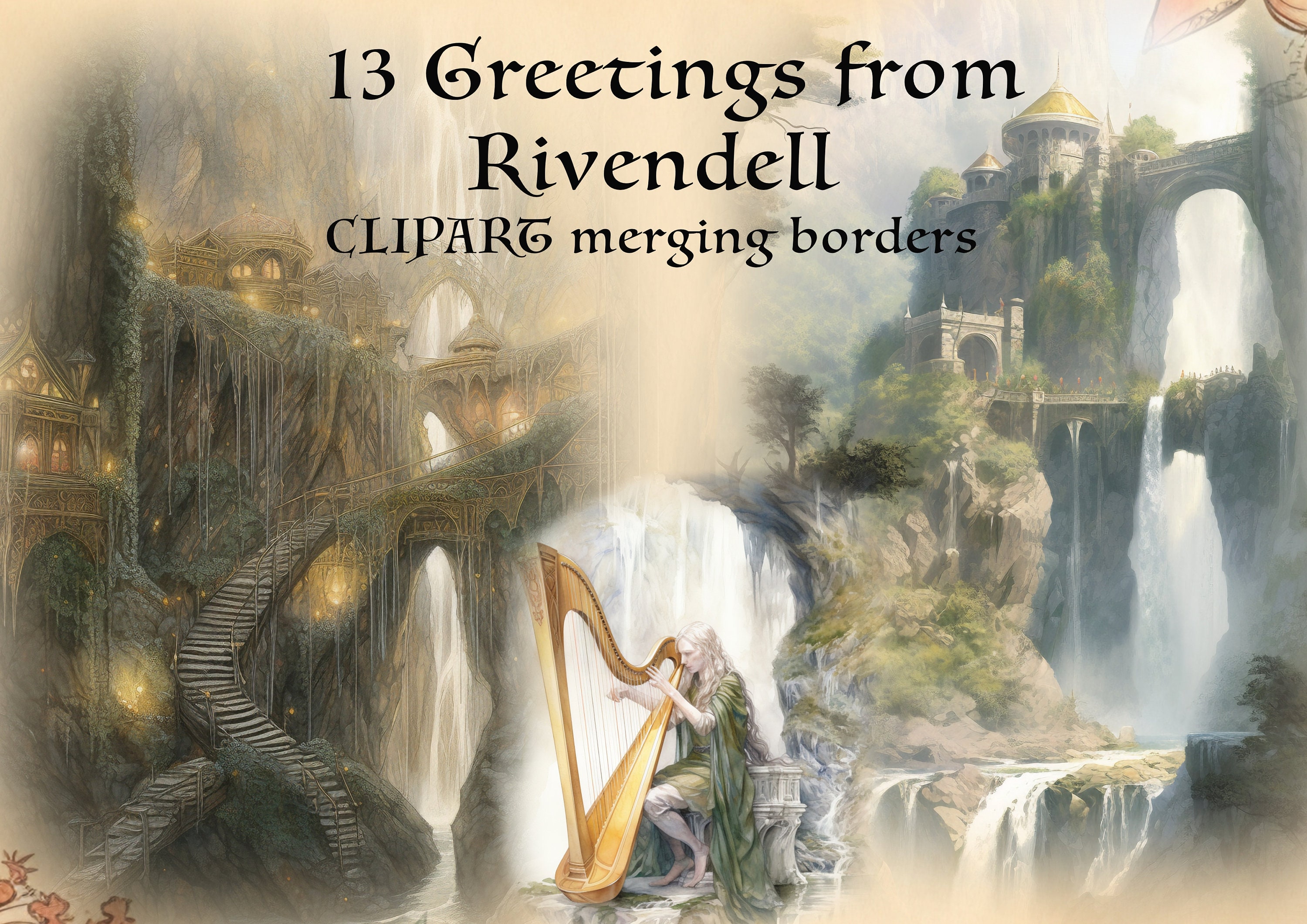 Greetings From Rivendell / 13 PNG Bundle/ Fantasy/ Elf / Elven / Lotr ...