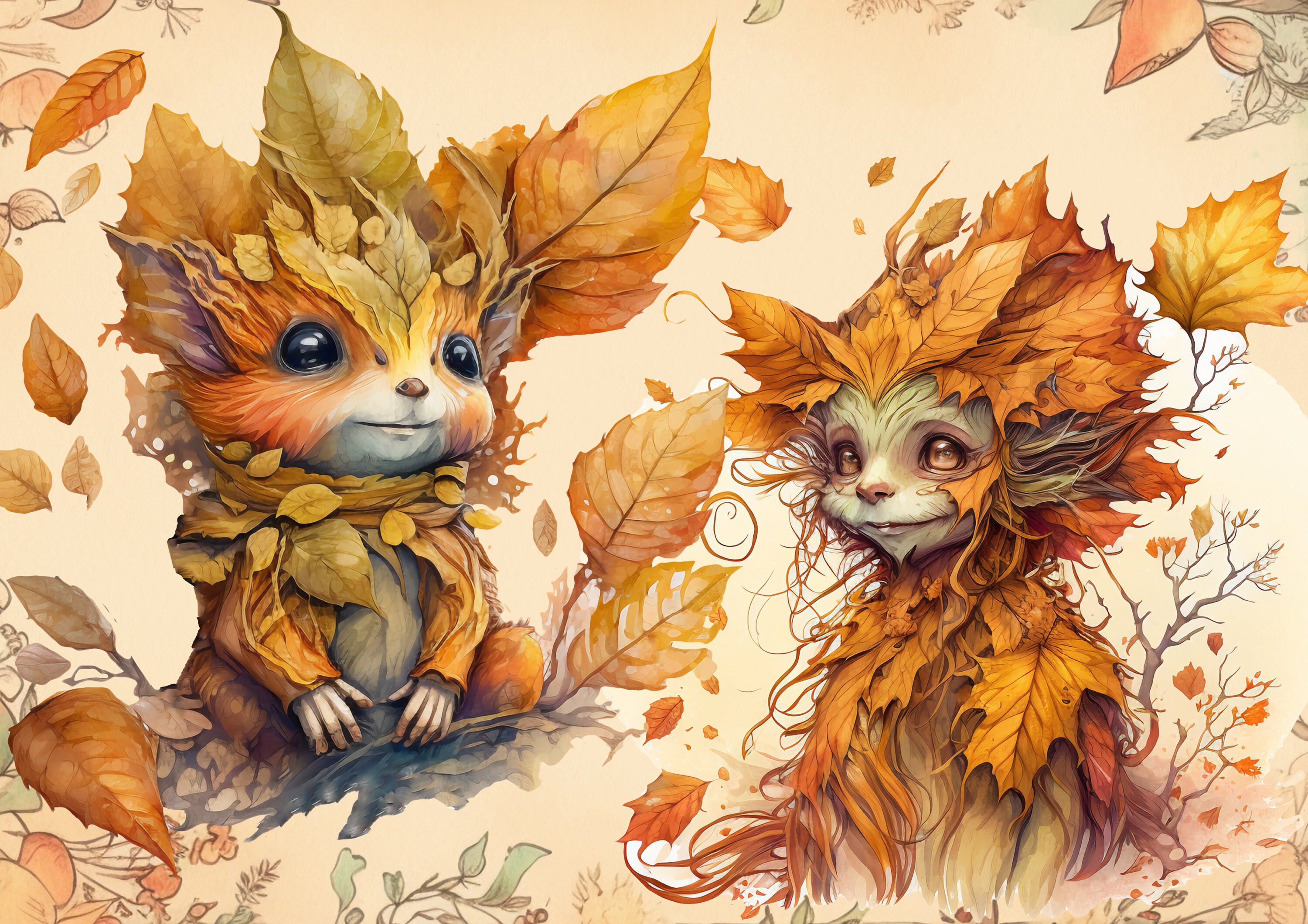 14 Magical Autumn Spirits PNG. Fantasy Fairy for Fall. Mabon Samhain ...