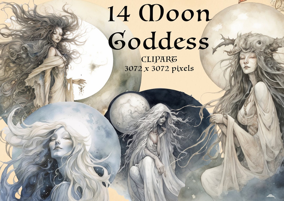 14 Moon Goddess PNG. Esbat. Witchcraft, Pagan Clipart. Wicca. Instant ...