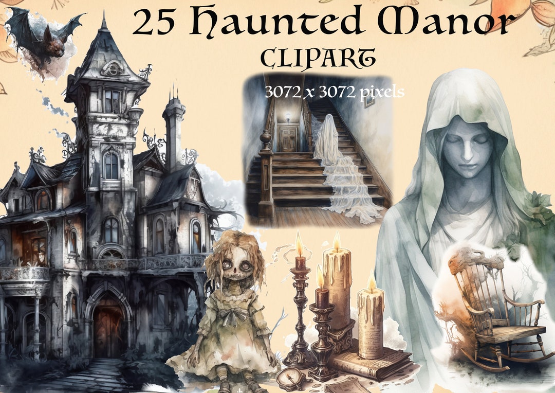 25 Haunted Mansion Clipart. Gothic Mansion Watercolor. Halloween House ...