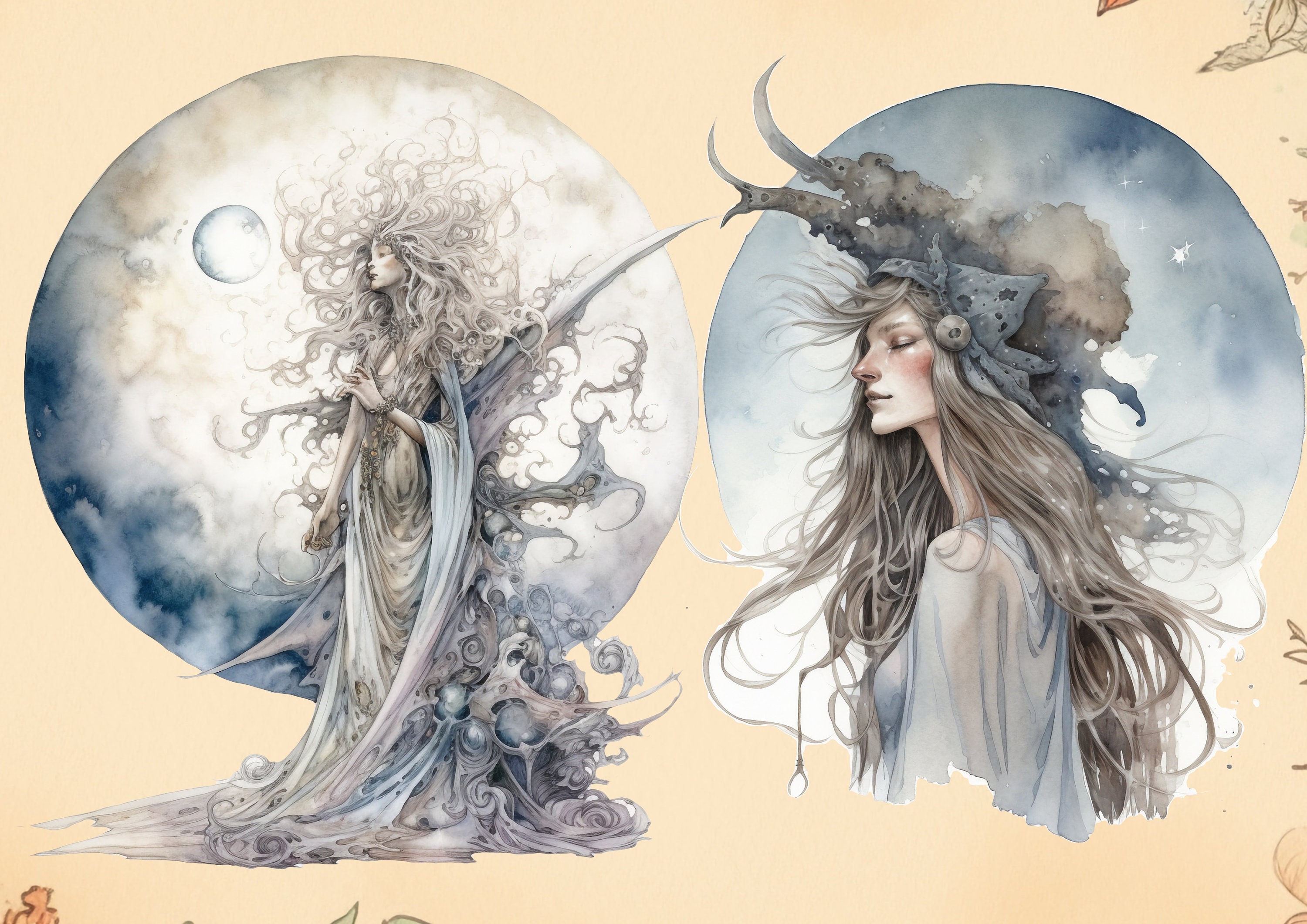 14 Moon Goddess PNG. Esbat. Witchcraft, Pagan Clipart. Wicca. Instant ...