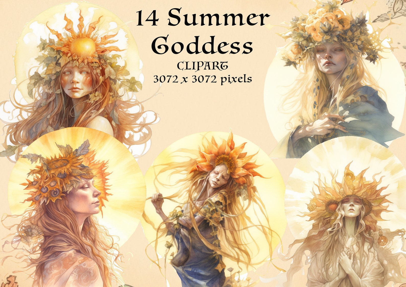 14 Summer Sun Goddess PNG. Litha. Witchcraft, Wicca Summer Solstice ...