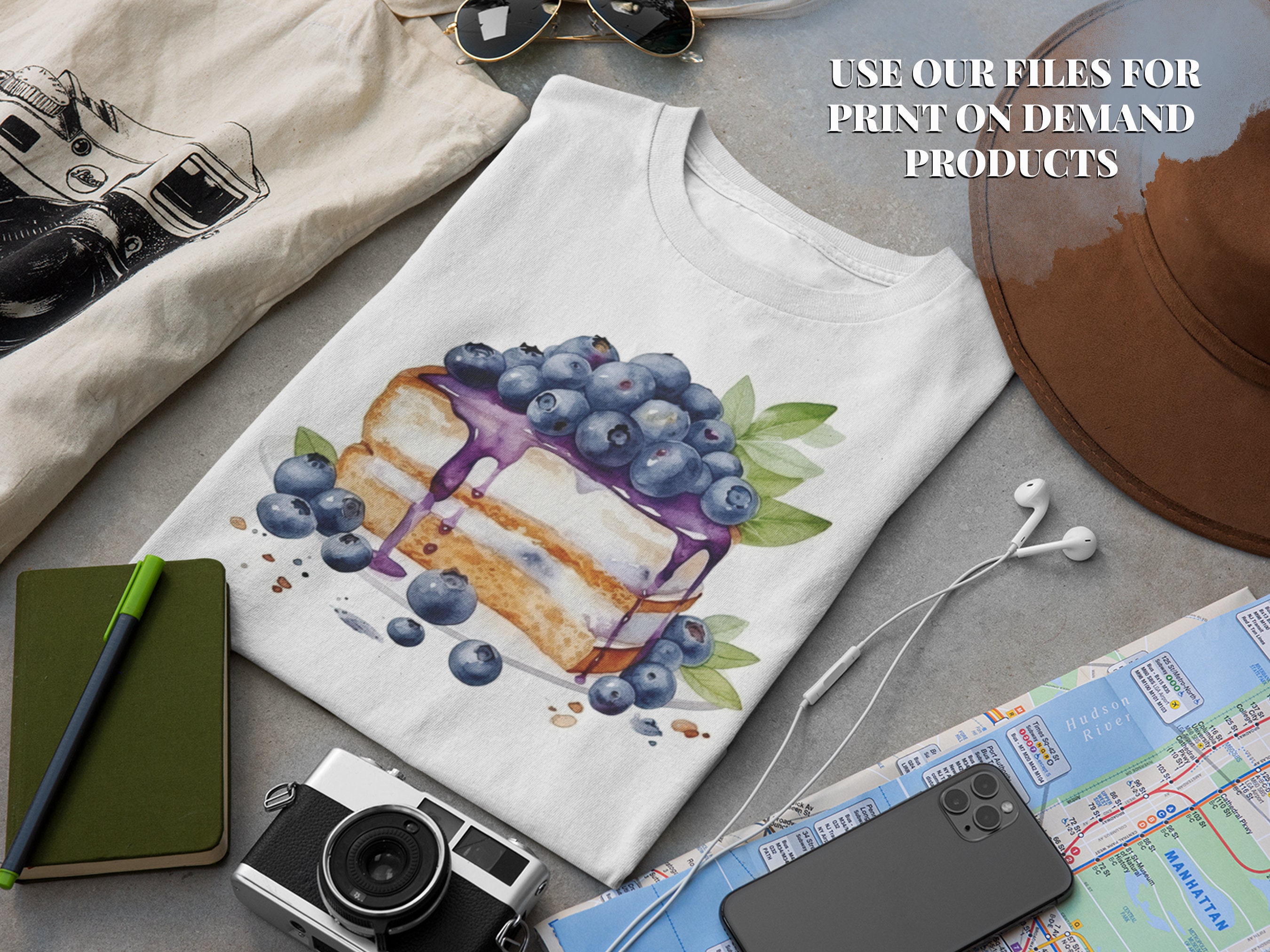 Watercolor Blueberry Clip Art Bundle PNG Commercial Use, Set of 34 High ...