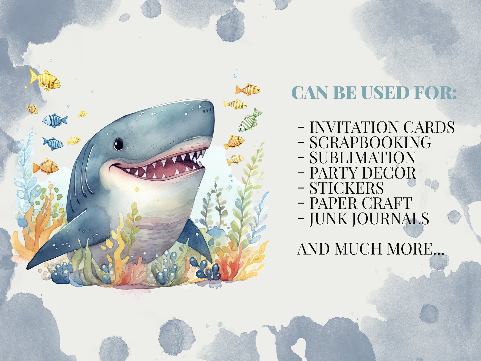 Baby Shark Watercolor PNG Commercial Use Clip Art, Baby Shark Birthday ...