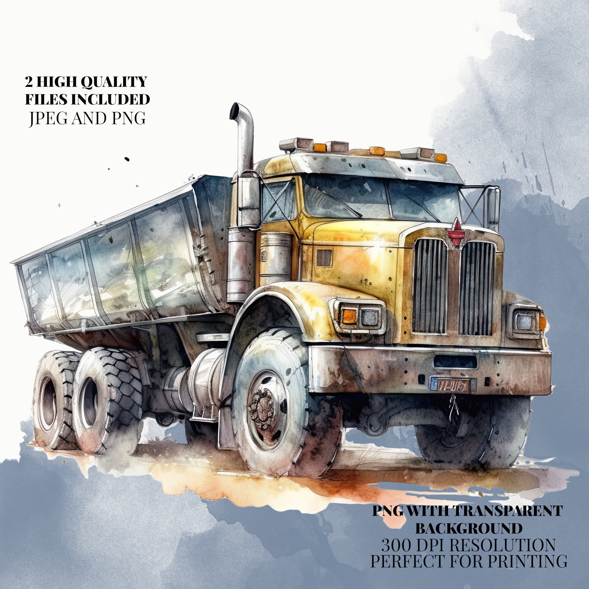 Dump Truck Watercolor PNG Commercial Use Clip Art, Construction Truck ...