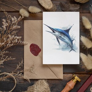 Blue Marlin Watercolor PNG Commercial Use Clip Art, Ocean Clipart PNG ...