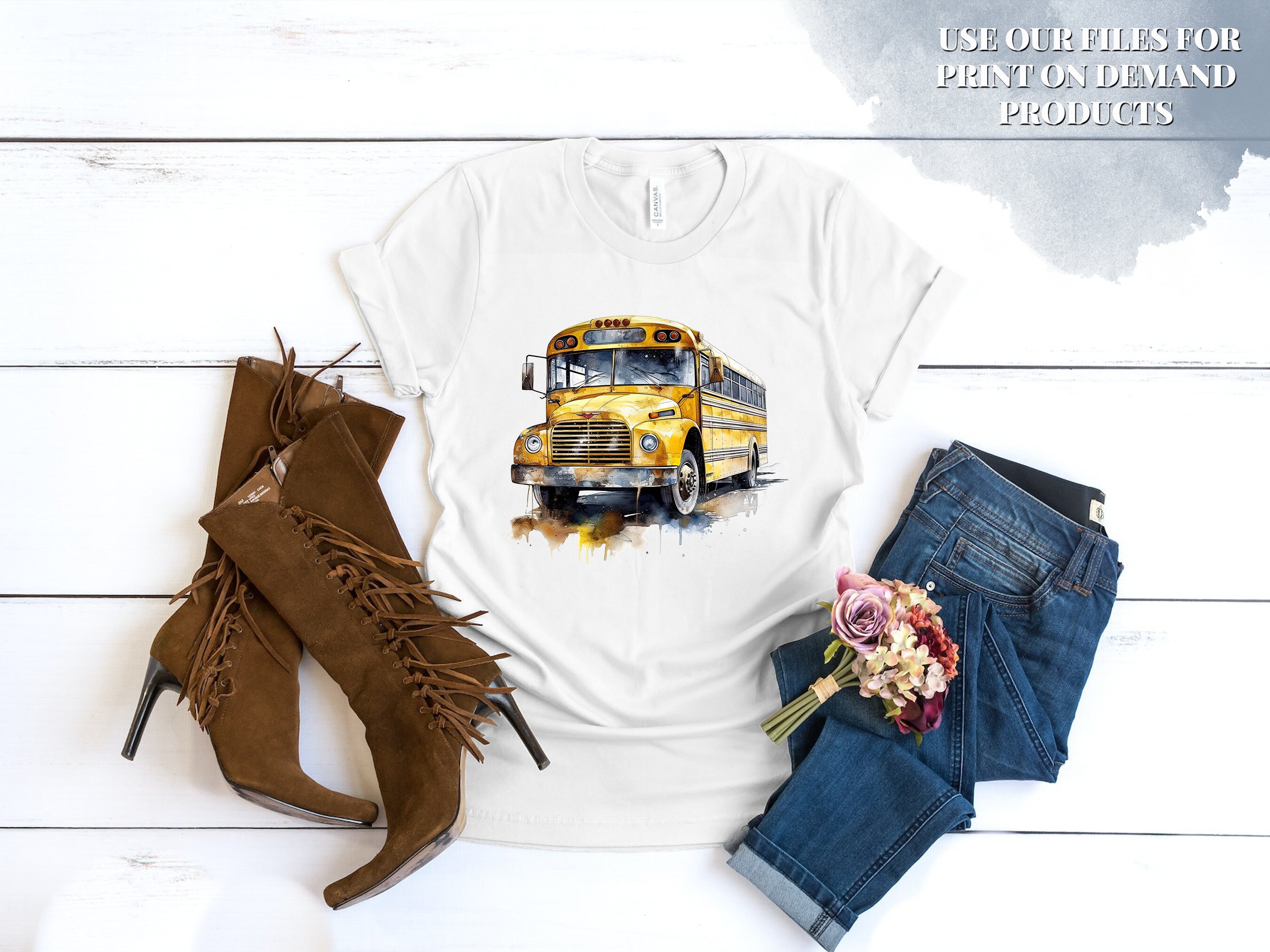 School Bus Watercolor PNG Commercial Use Clip Art, Yellow School Bus ...