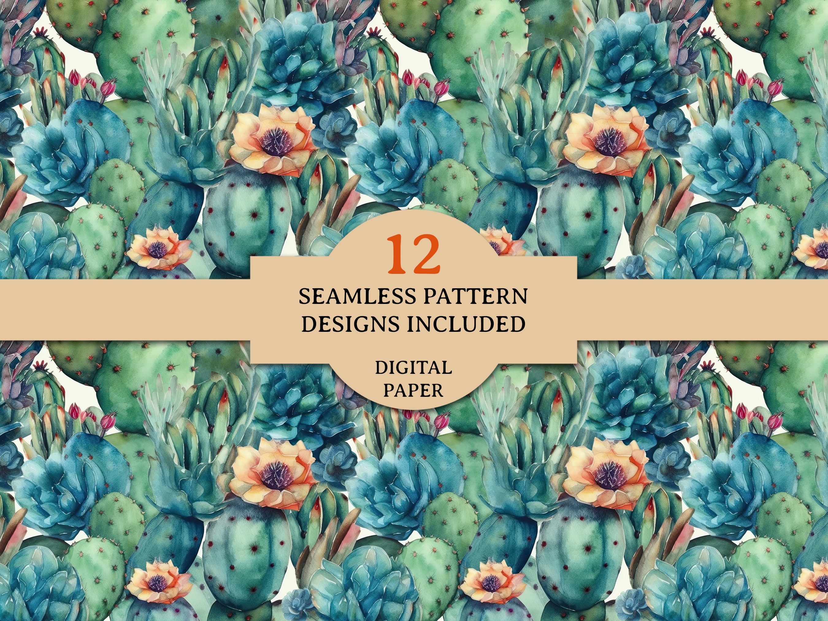 Watercolor Cactus Digital Paper Seamless Pattern Digital - Etsy