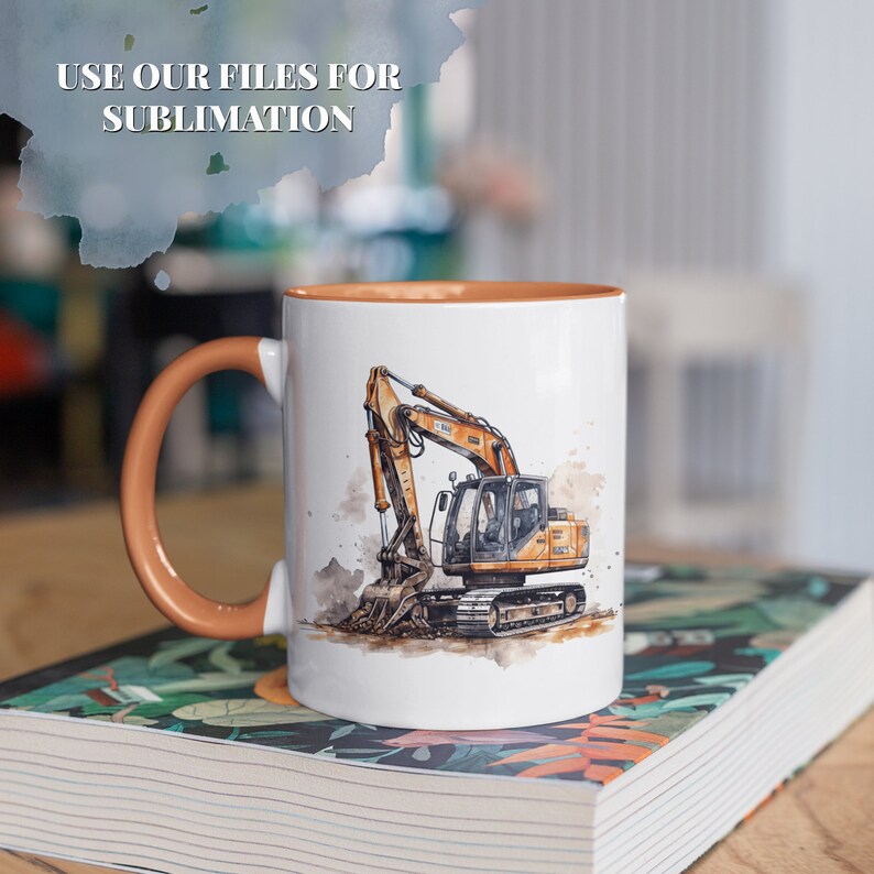 Excavator Watercolor PNG Commercial Use Clip Art, Construction Clipart ...