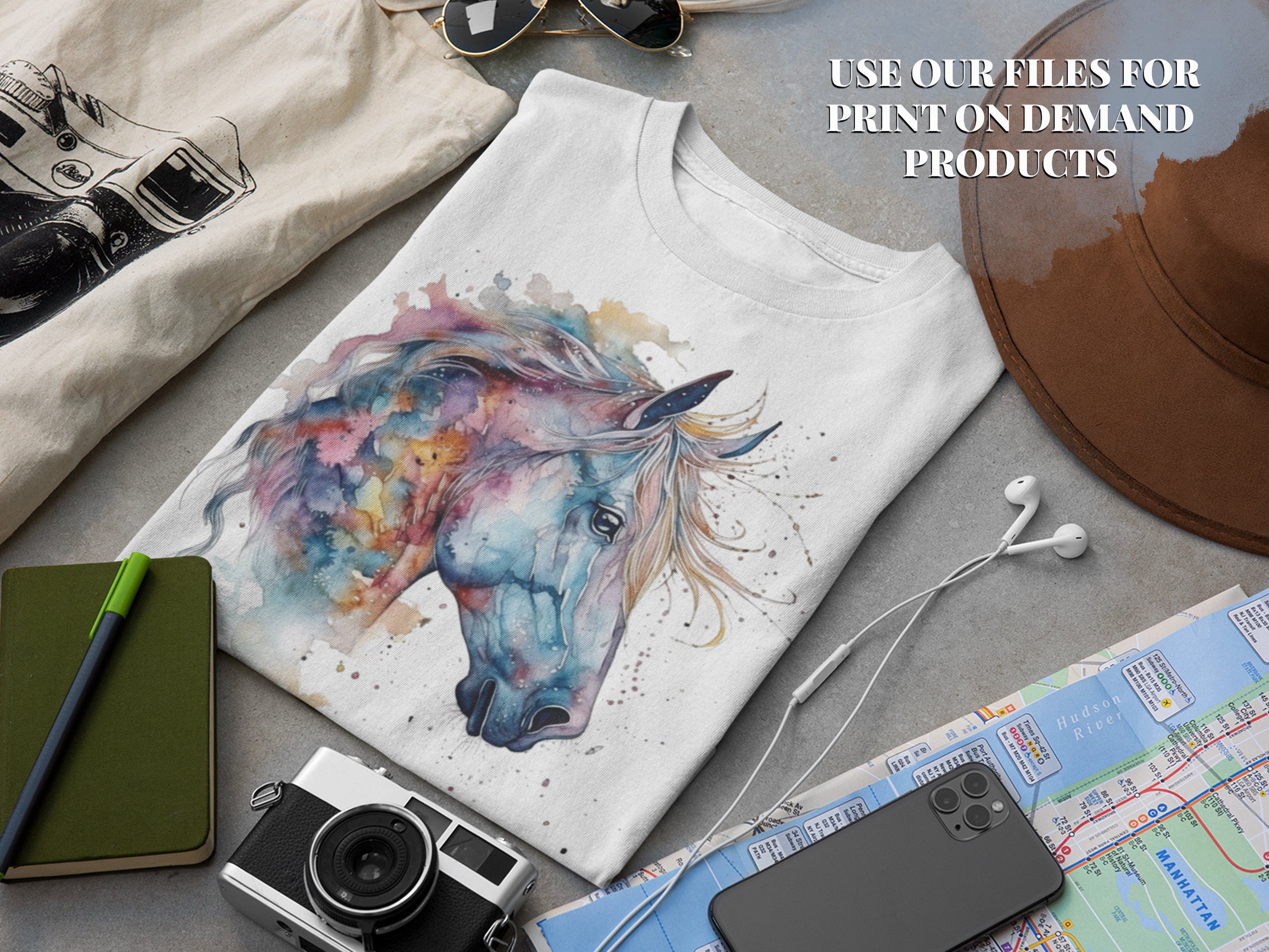 Horse Watercolor PNG Commercial Use Clip Art Rainbow Horse - Etsy