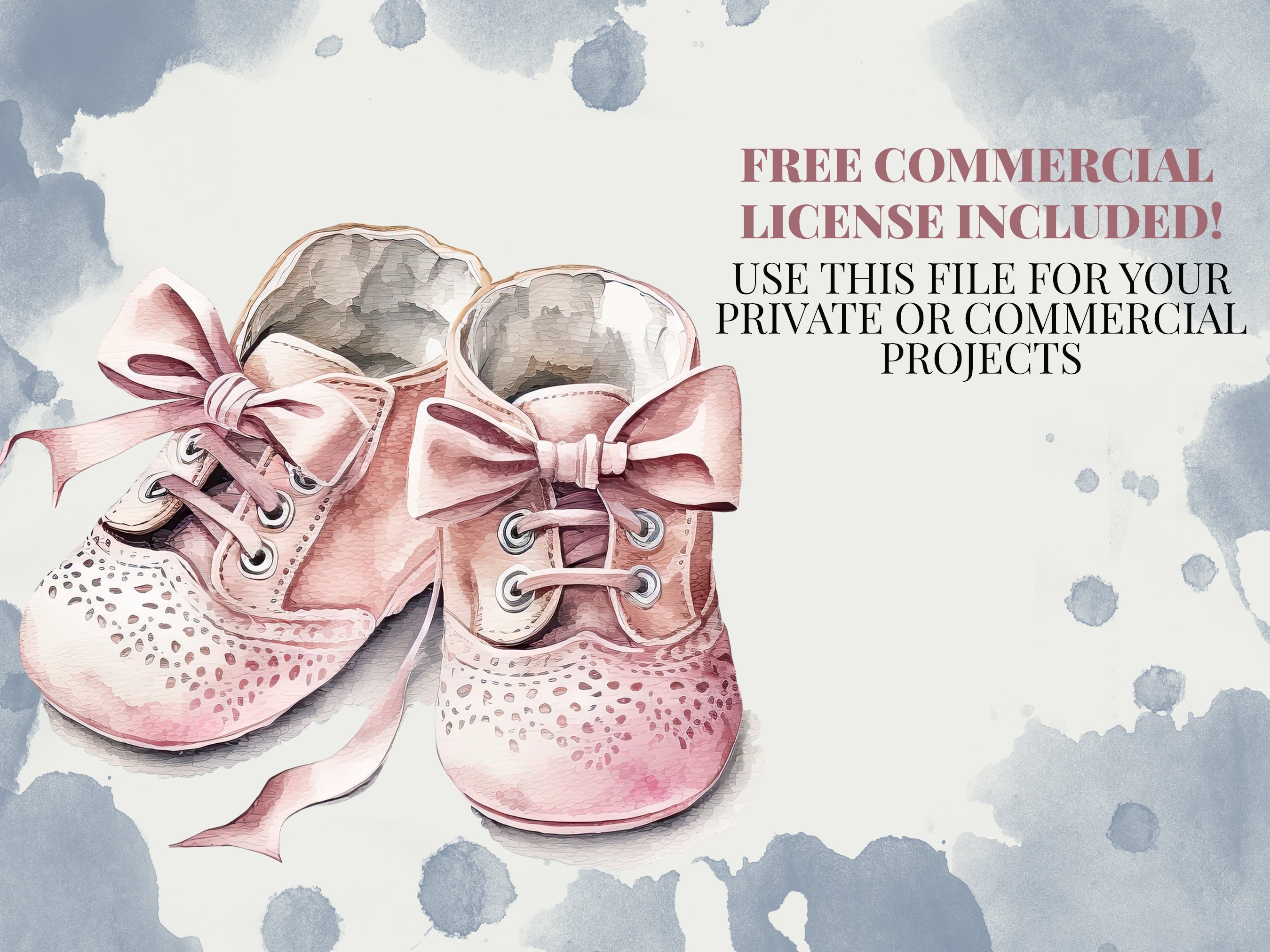 Pink Baby Shoes Watercolor PNG Commercial Use Clip Art, Baby Shower PNG ...