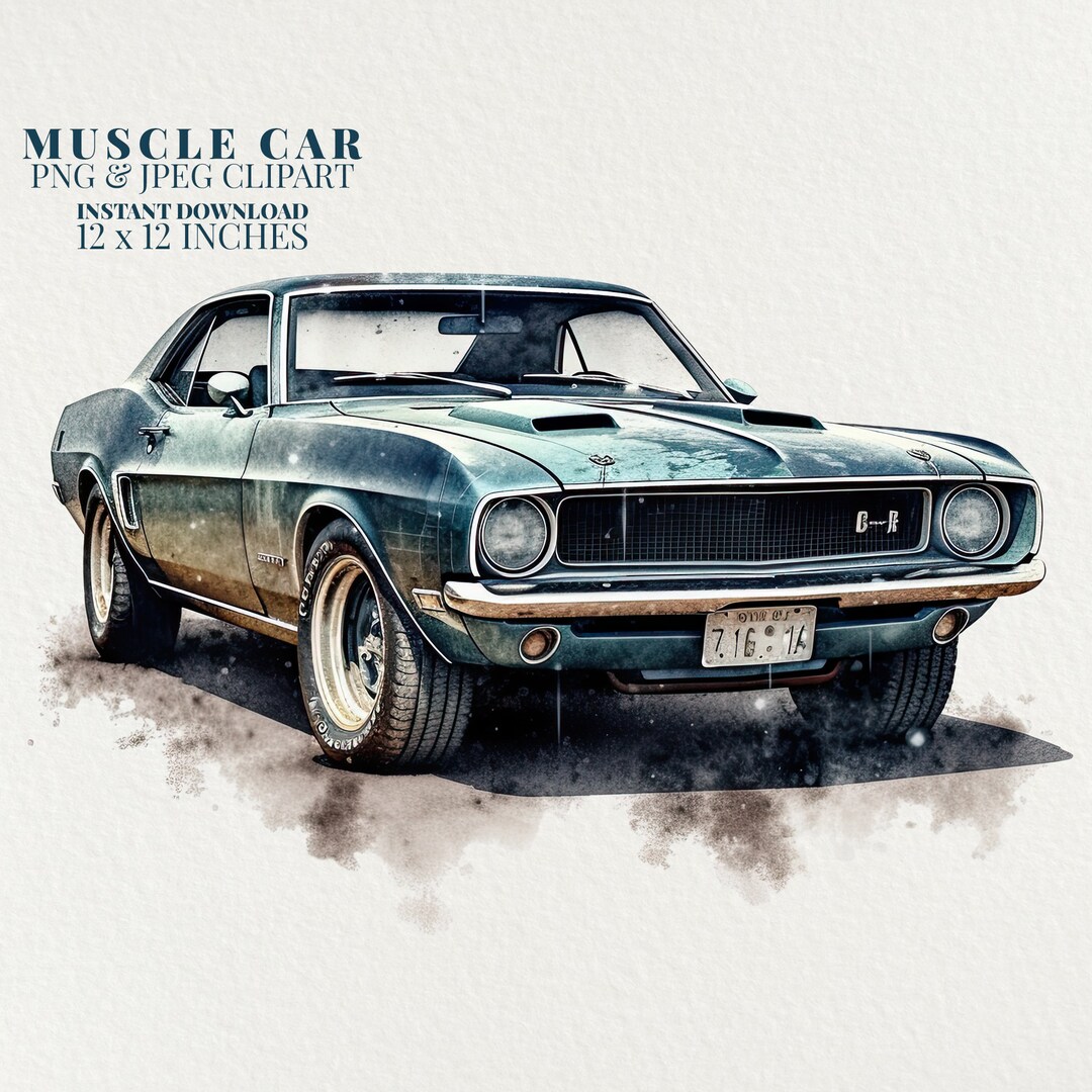 Muscle Car Watercolor PNG Commercial Use Clip Art, Muscle Car PNG ...