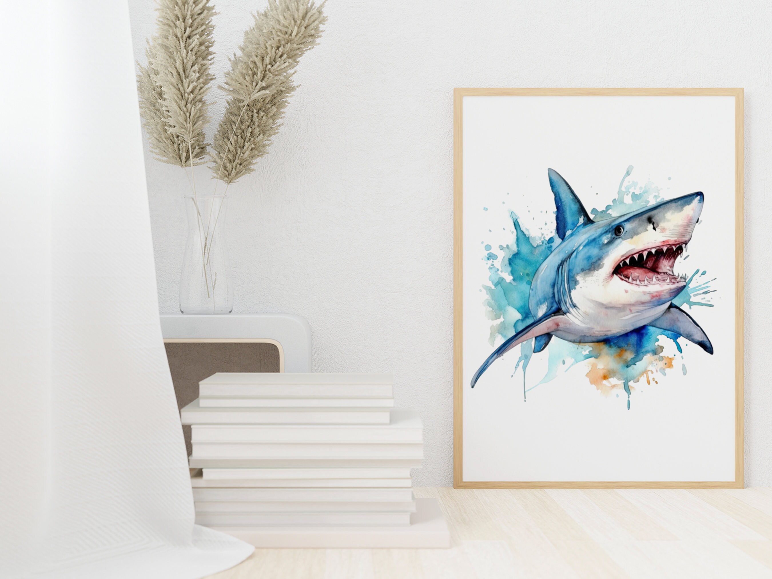 Shark Watercolor PNG Commercial Use Clip Art, Sea Art Clipart PNG ...