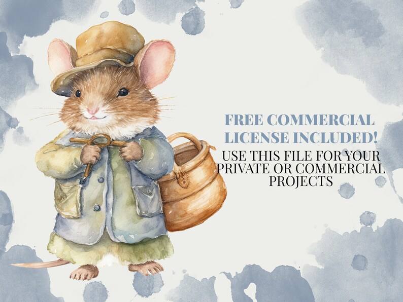 Cute Animals With Clothes Watercolor PNG Commercial Use Clip - Etsy