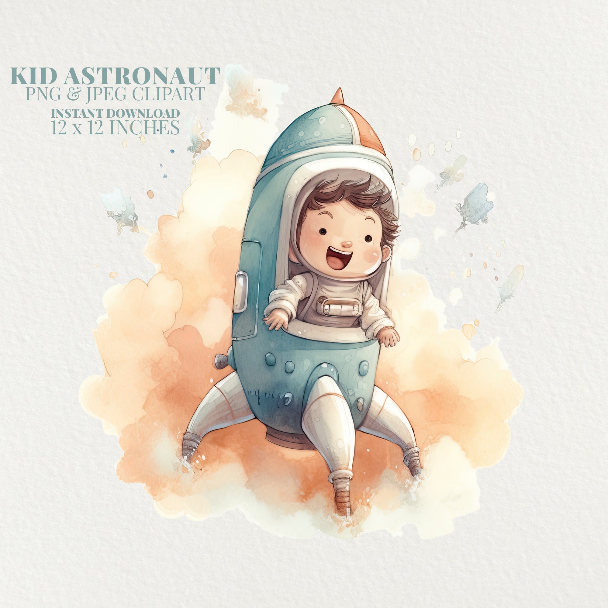 Kid Astronaut Watercolor PNG Commercial Use Clip Art, Baby Shower PNG ...