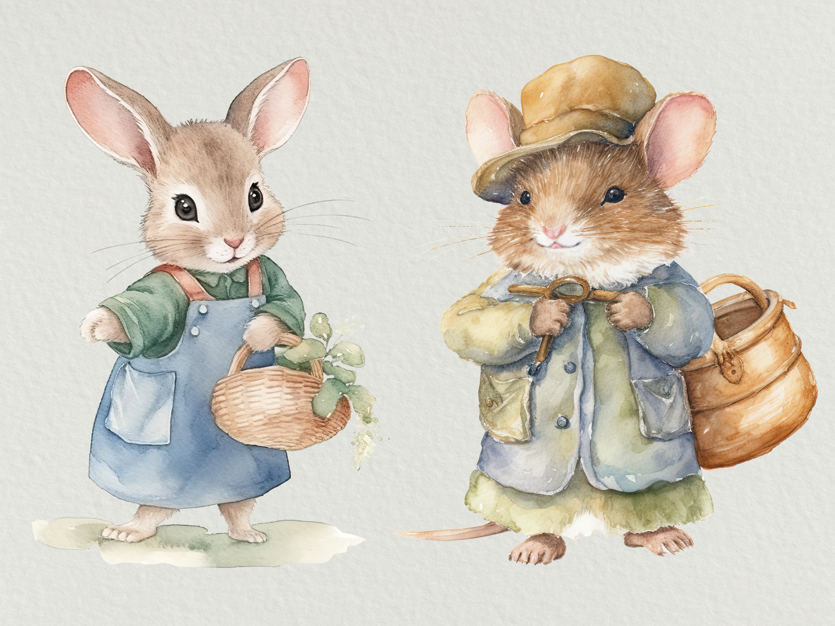 Cute Animals With Clothes Watercolor PNG Commercial Use Clip - Etsy