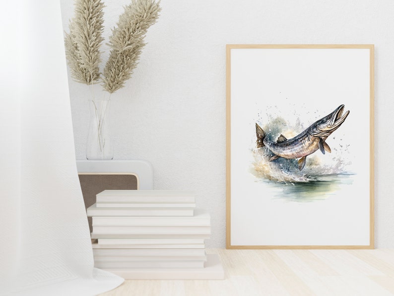 Musky Watercolor PNG Commercial Use Clip Art, Muskie Clipart PNG ...