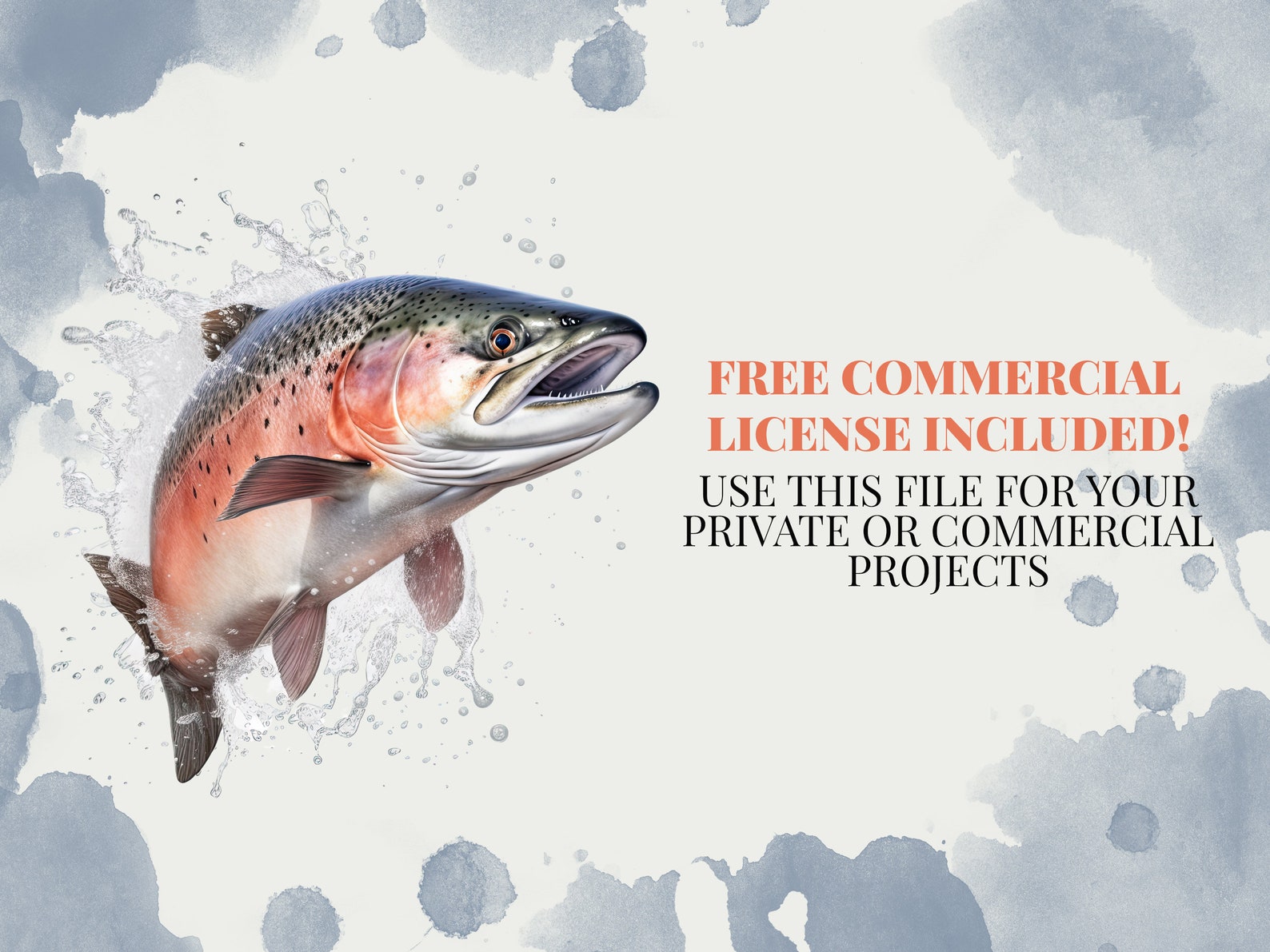 Salmon Watercolor PNG Commercial Use Clip Art, Fish Art Clipart PNG ...