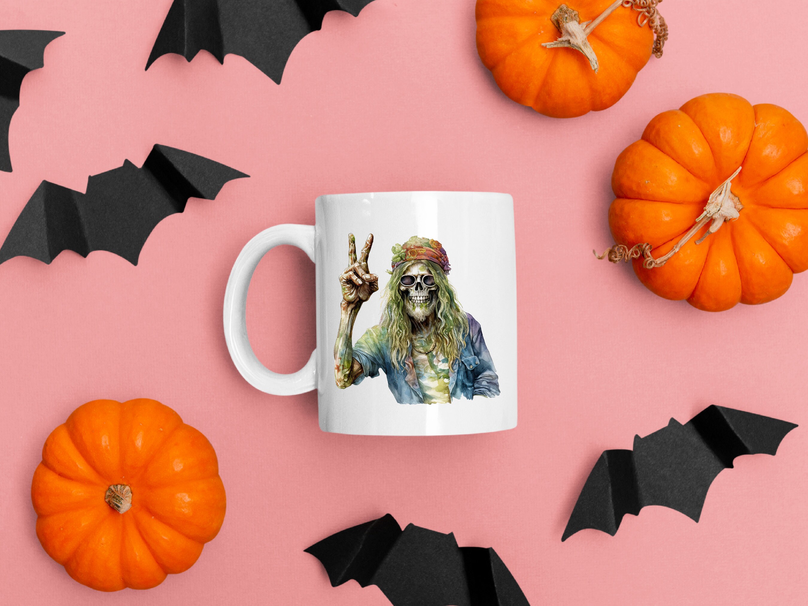 Hippie Zombie Watercolor PNG Commercial Use Clip Art Fall - Etsy