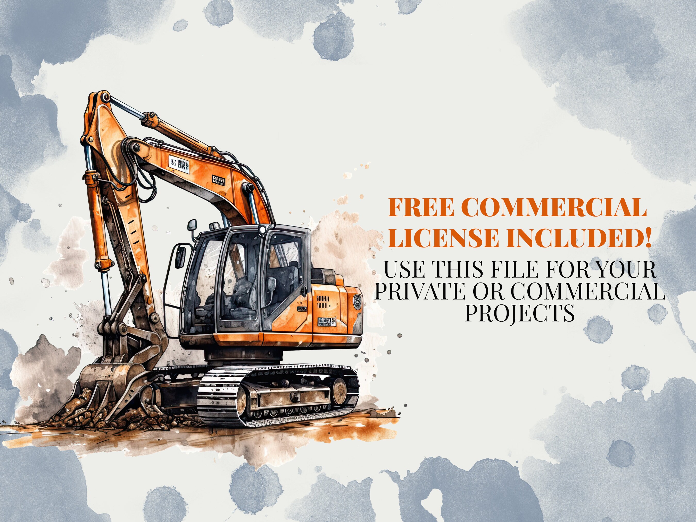 Excavator Watercolor PNG Commercial Use Clip Art, Construction Clipart ...