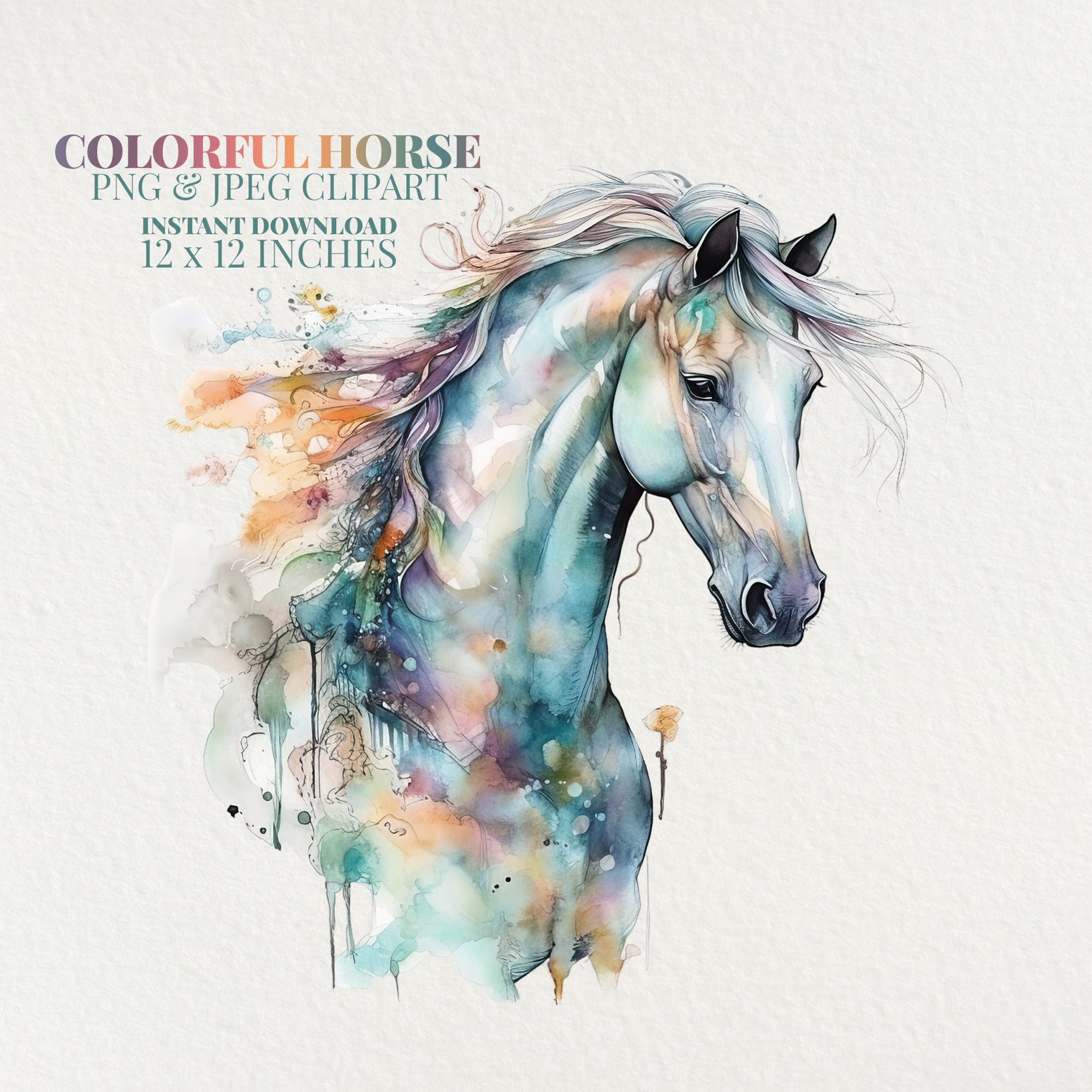Horse Watercolor PNG Commercial Use Clip Art, Rainbow Horse Art Clipart ...