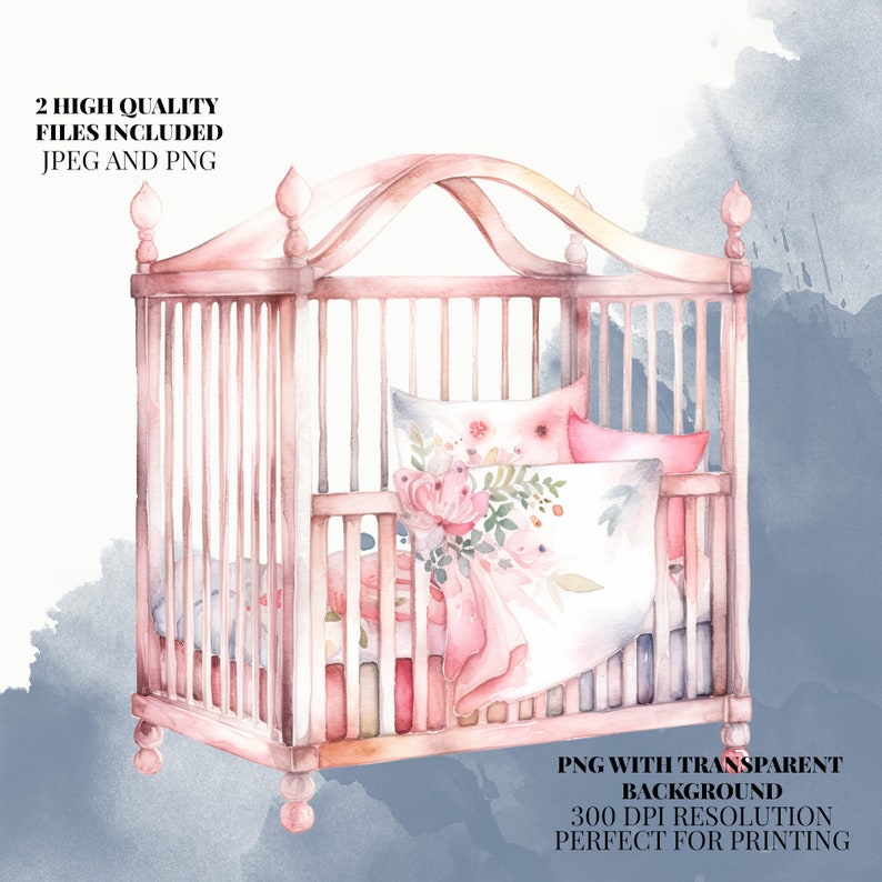Baby Shower Girls Watercolor Bundle PNG Commercial Use Clip Art, Set of ...