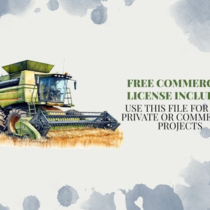 Combine Harvester Watercolor PNG Commercial Use Clip Art, Farm Nursery ...