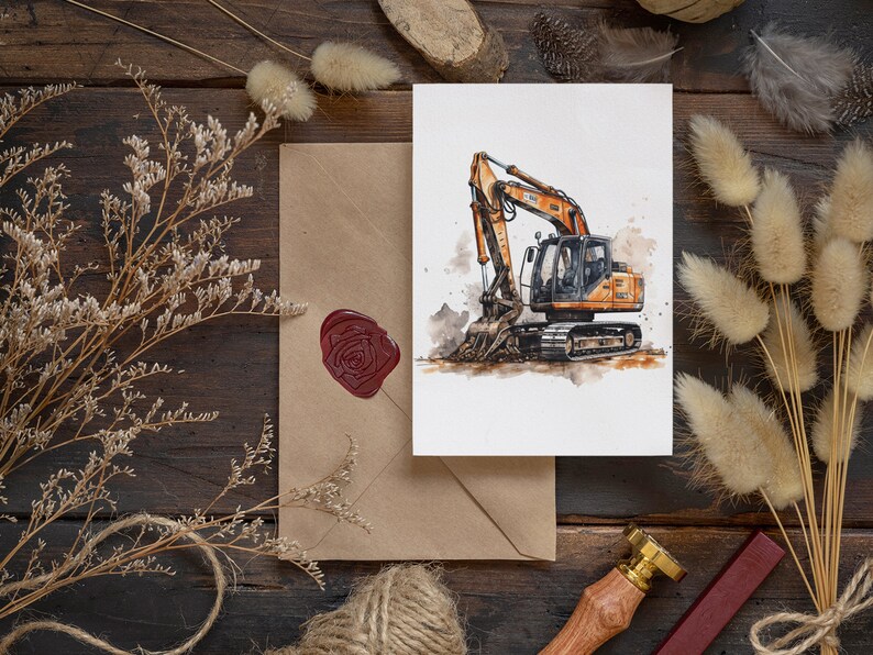 Excavator Watercolor PNG Commercial Use Clip Art, Construction Clipart ...