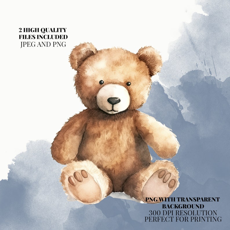 Teddy Bear Watercolor PNG Commercial Use Clip Art, Teddy Bear Baby ...