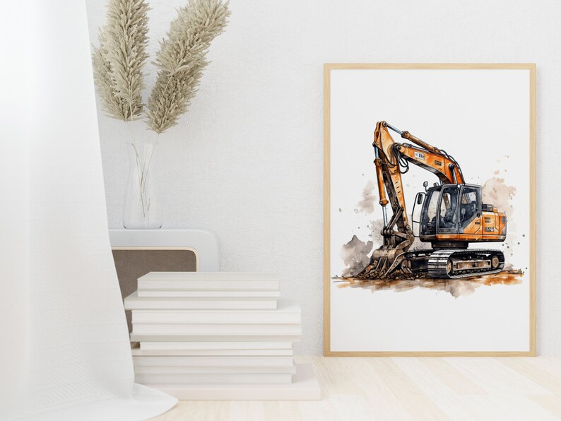 Excavator Watercolor PNG Commercial Use Clip Art, Construction Clipart ...