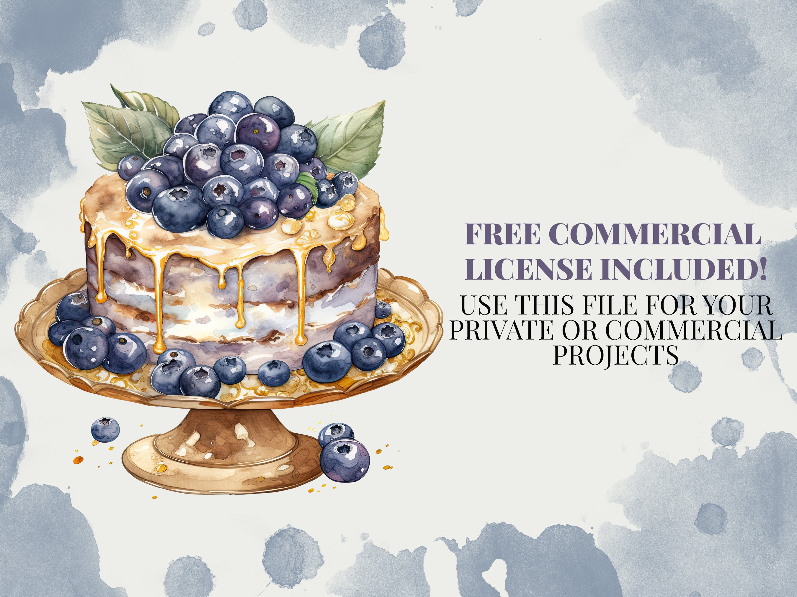 Watercolor Blueberry Clip Art Bundle PNG Commercial Use, Set of 34 High ...