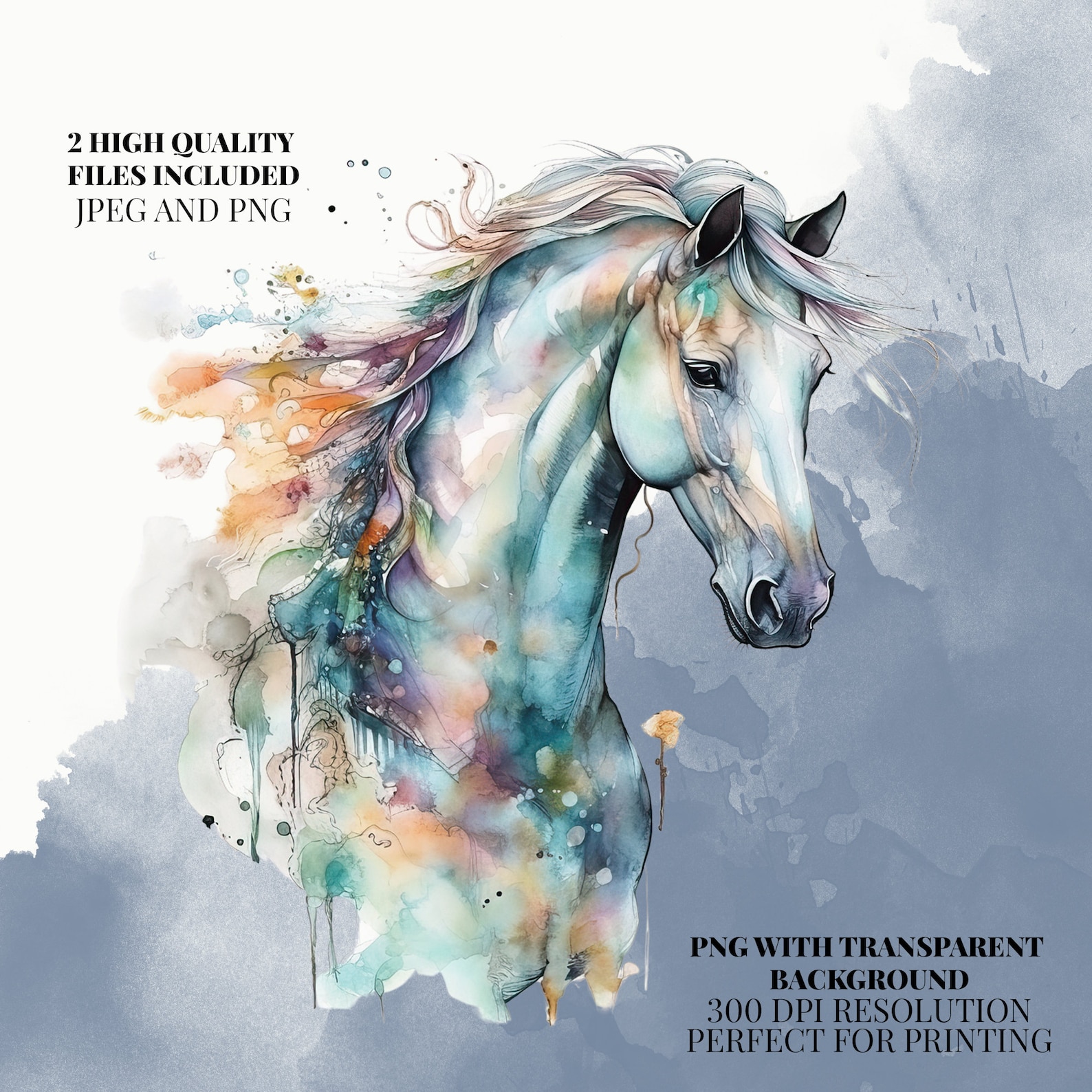 Horse Watercolor PNG Commercial Use Clip Art, Rainbow Horse Art Clipart ...