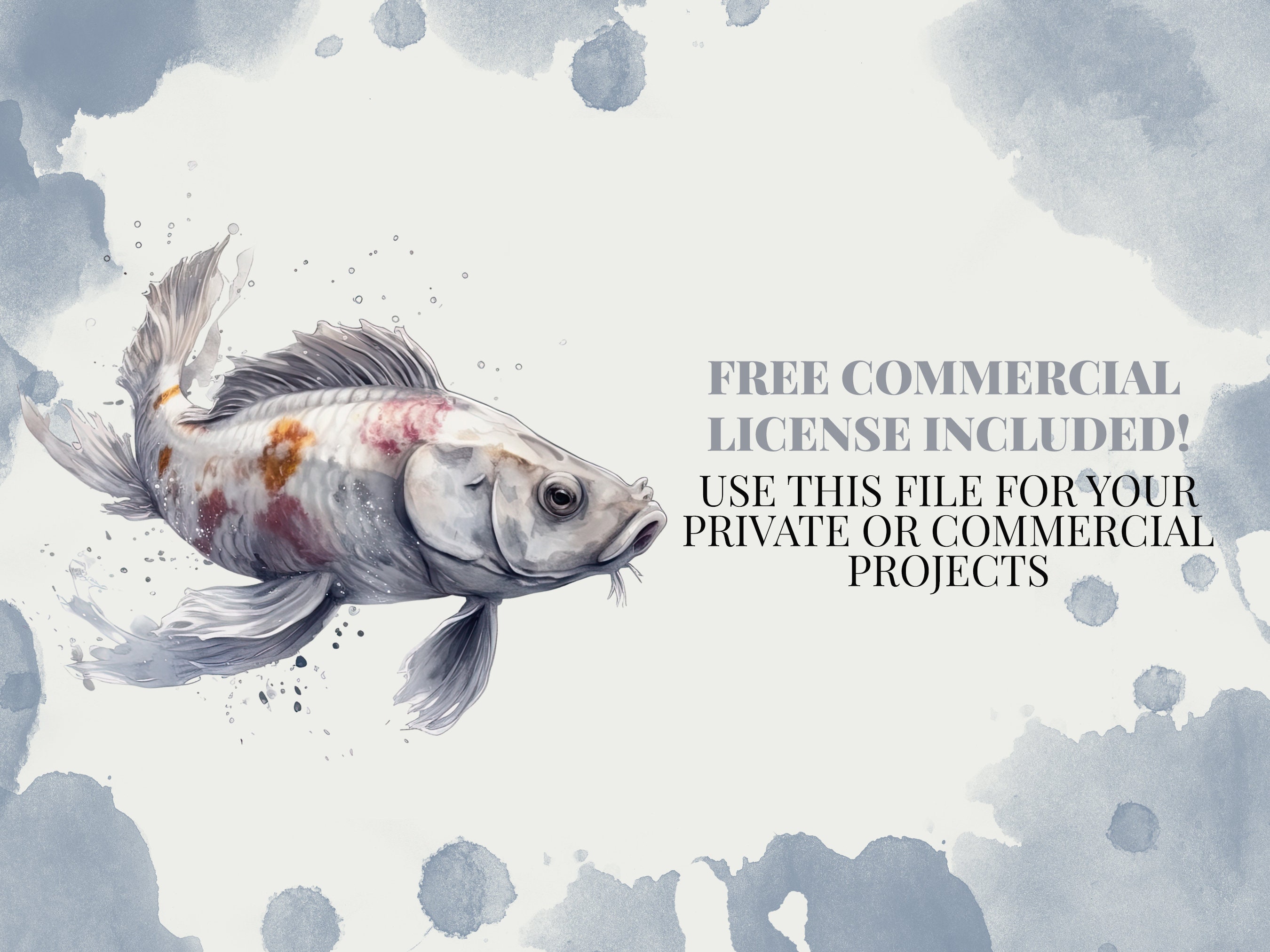 Koi Fish Watercolor PNG Commercial Use Clip Art, Fish Art Clipart PNG ...