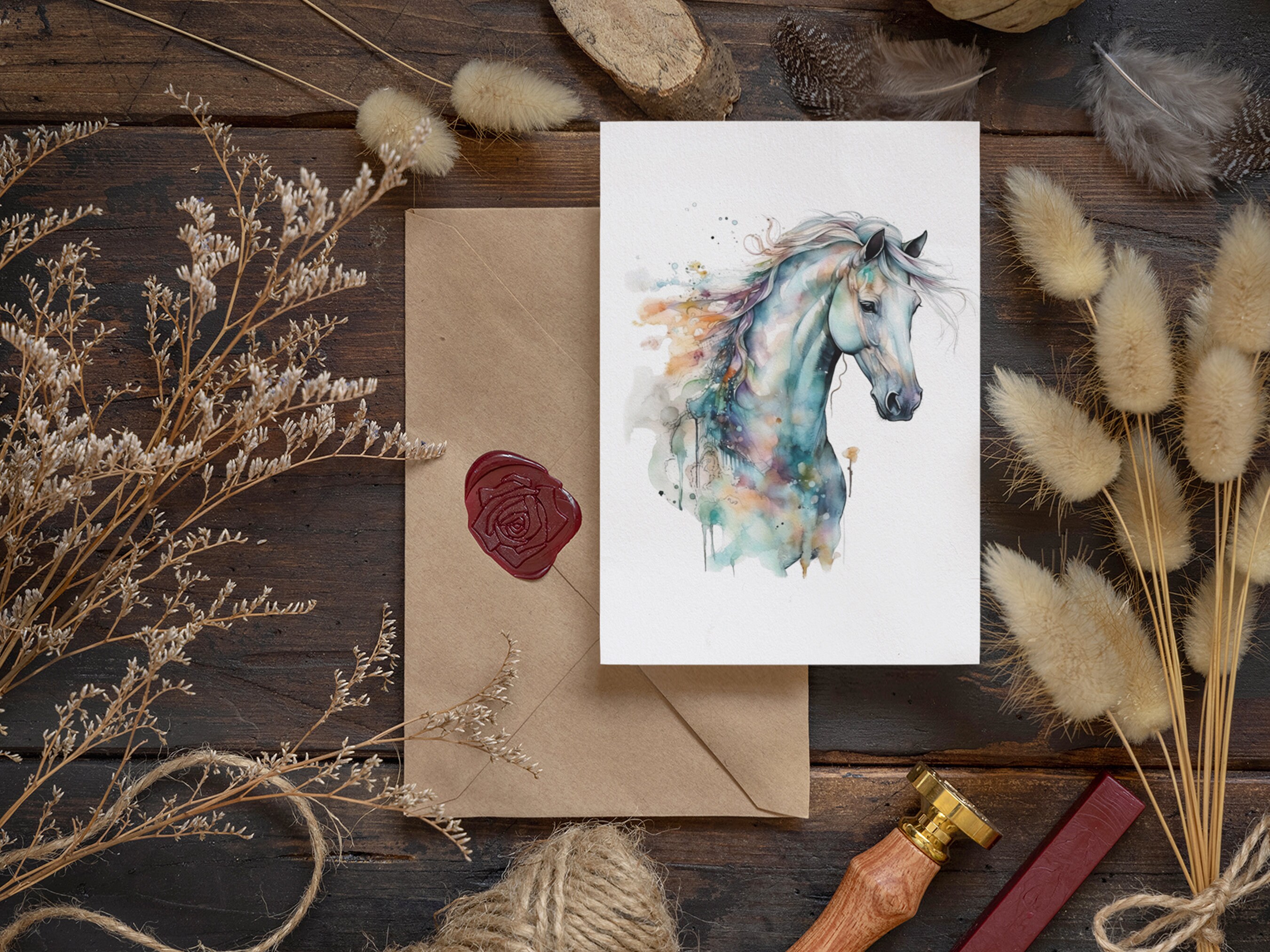 Horse Watercolor PNG Commercial Use Clip Art Rainbow Horse - Etsy