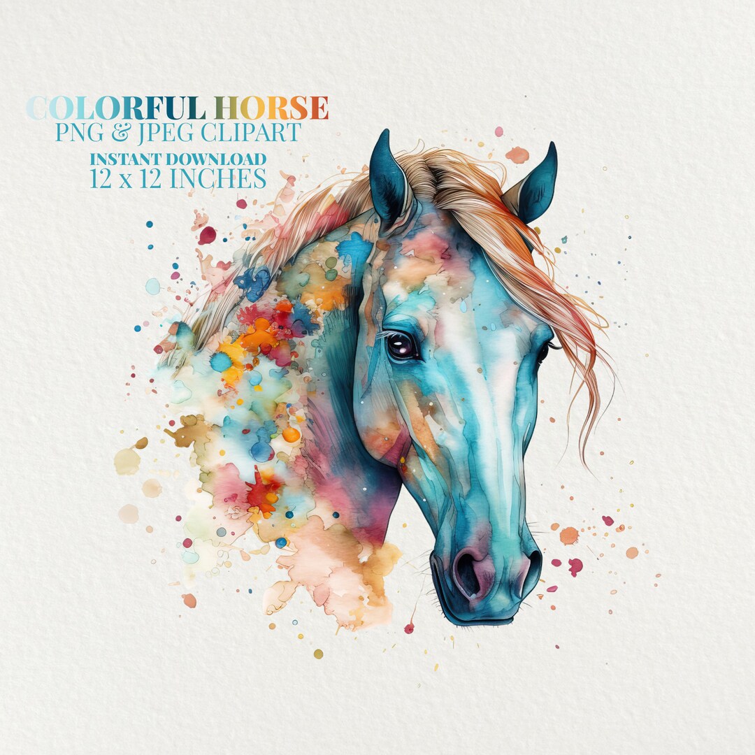Horse Watercolor PNG Commercial Use Clip Art, Rainbow Horse Art Clipart ...
