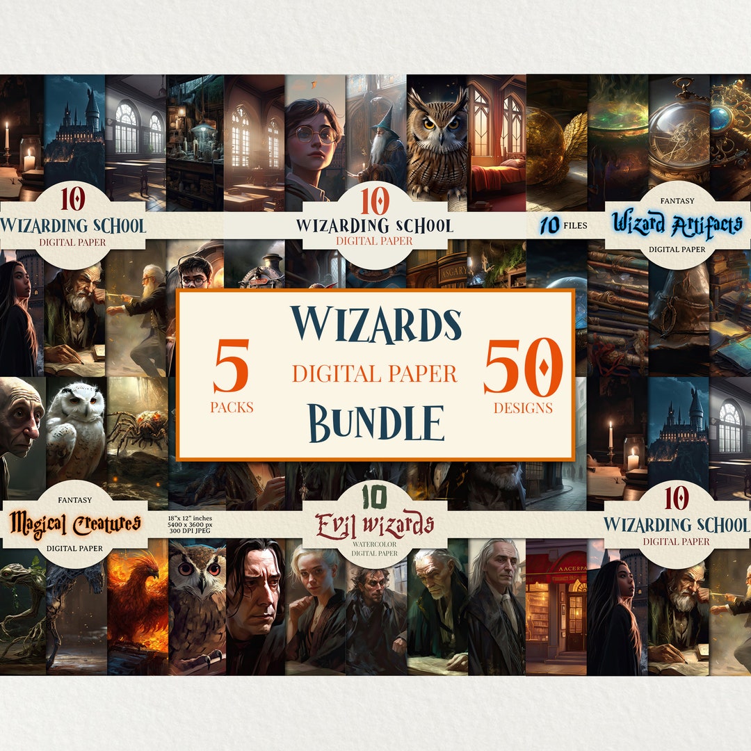 Wizarding School Digital Paper BUNDLE Commercial Use, Wizard Academy ...