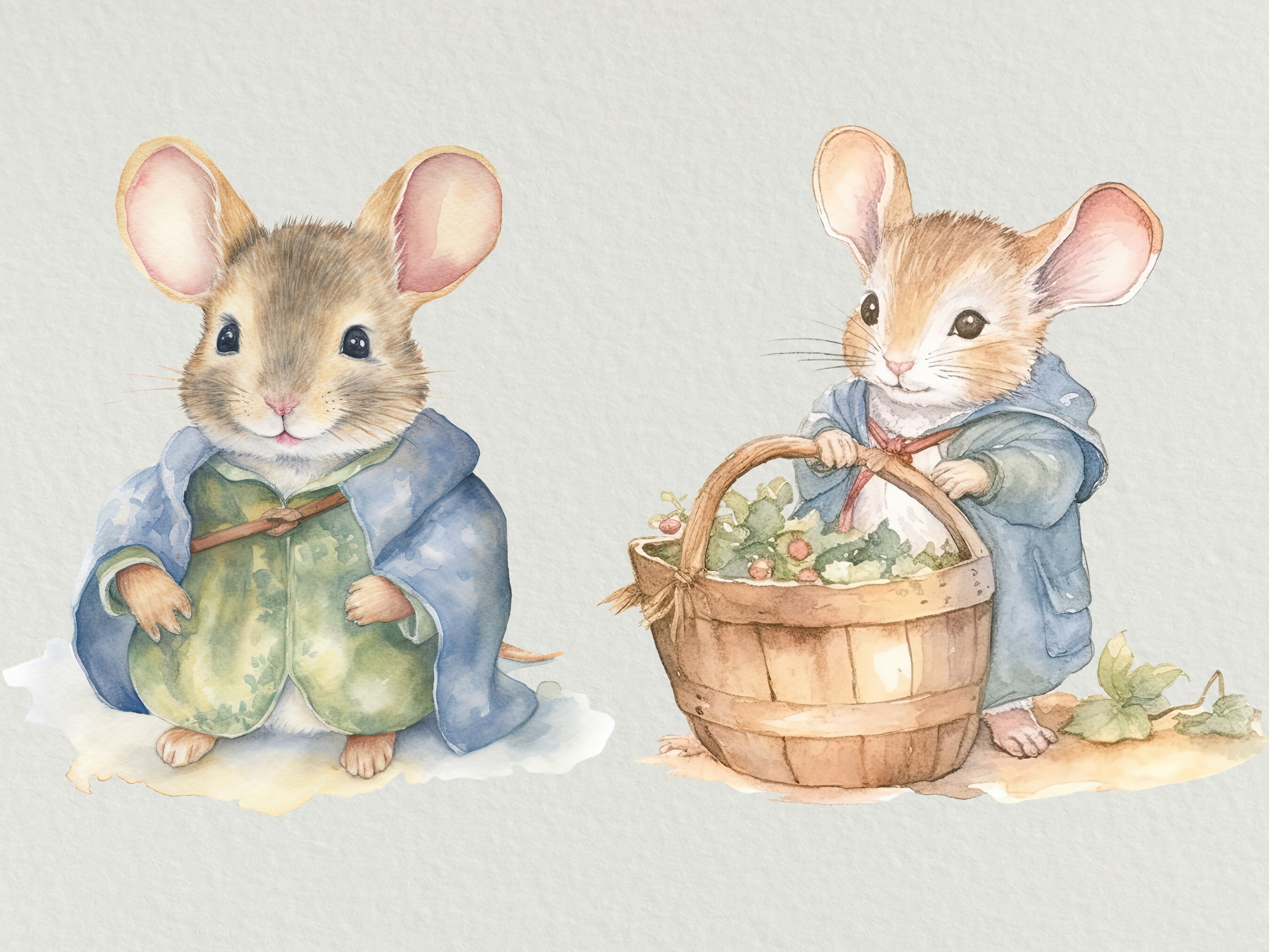 Cute Animals With Clothes Watercolor PNG Commercial Use Clip - Etsy